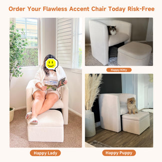 COLAMY Sherpa Accent Barrel Chair with Storage Ottoman Set H72 – COLAMYHome